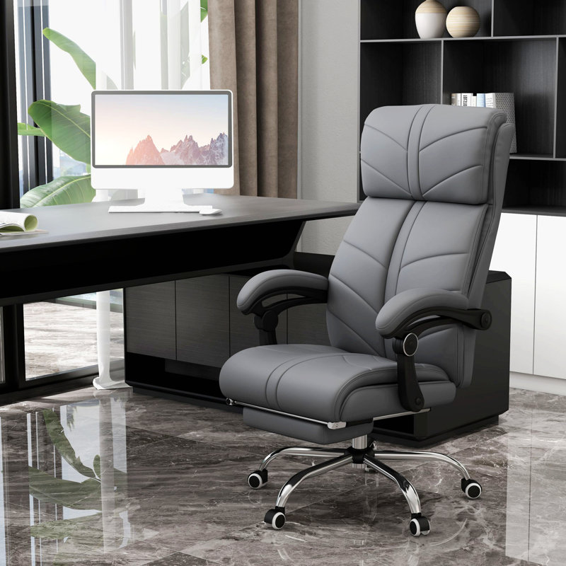 Modern Single Chair Executive Massage Office Chair with 4 Vibration Computer Desk Chair Reclining Chair Latitude Run